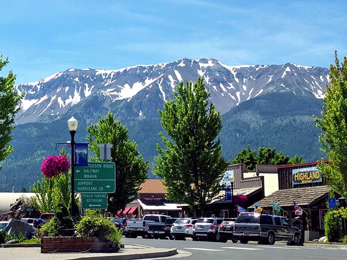Those aren't painted backdrops—those are actual mountains! Joseph's downtown feels like a movie set where nature got the starring role.