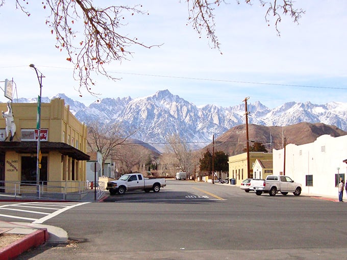 Downtown Lone Pine offers the ultimate movie backdrop – a quaint Western streetscape with the snow-capped Sierra Nevada mountains playing the dramatic supporting role.