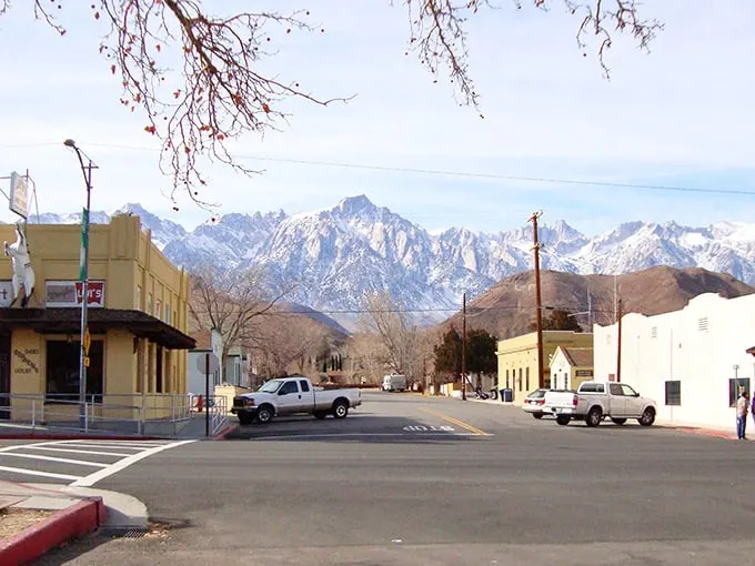 Downtown Lone Pine offers the ultimate movie backdrop – a quaint Western streetscape with the snow-capped Sierra Nevada mountains playing the dramatic supporting role.