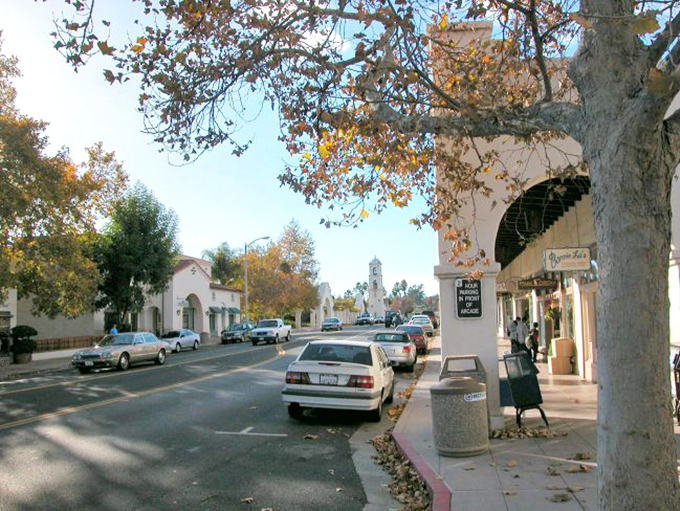Fall colors frame Ojai's downtown, where the absence of chain stores creates a refreshing retail experience that feels like stepping back in time.