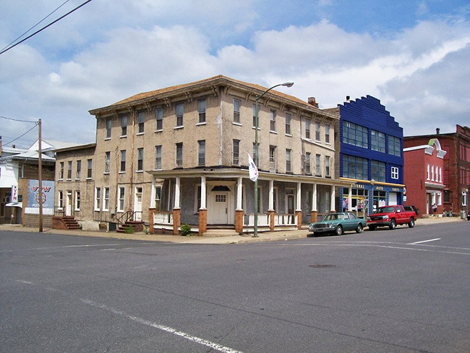 Historic buildings stand as silent witnesses to Mount Carmel's coal mining heyday, their sturdy brick facades housing today's affordable businesses.