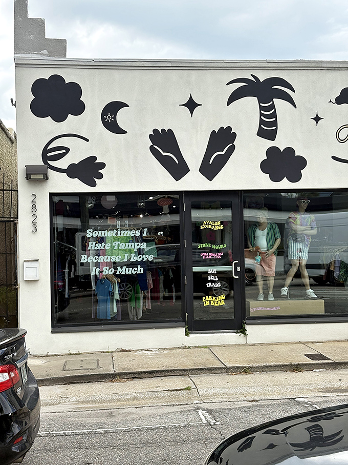 "Sometimes I hate Tampa because I love it so much" – the store's window confession speaks to every Floridian who's ever had a love-hate relationship with their hometown.