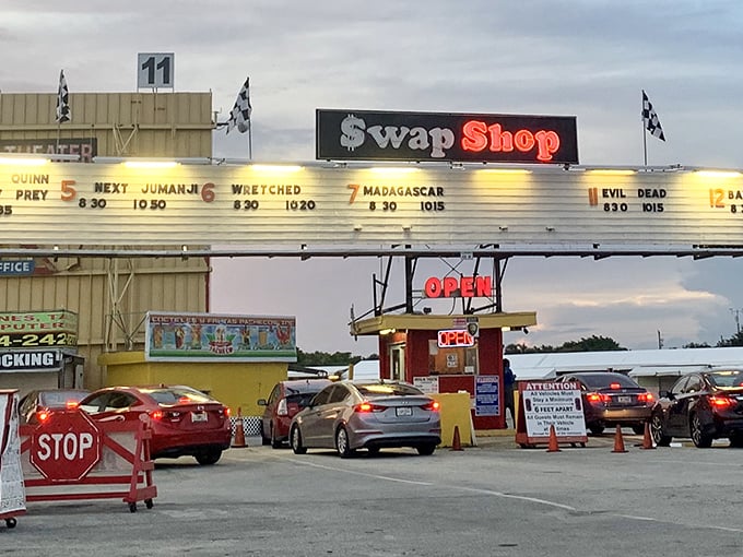 That glowing marquee promises treasures inside, like a Vegas casino but everyone actually wins something.