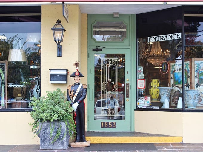 That welcoming green door promises adventures in antiquing that your grandmother would absolutely approve of.