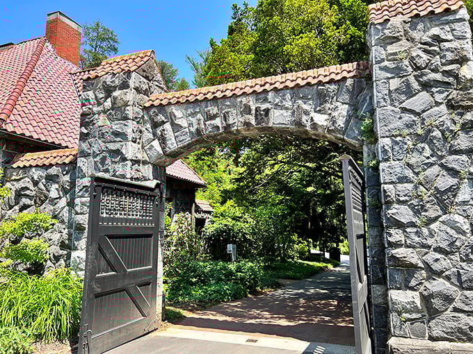 This stone archway isn't just an entrance—it's a portal to botanical bliss. Like finding Narnia, but with better landscaping and significantly fewer talking lions.