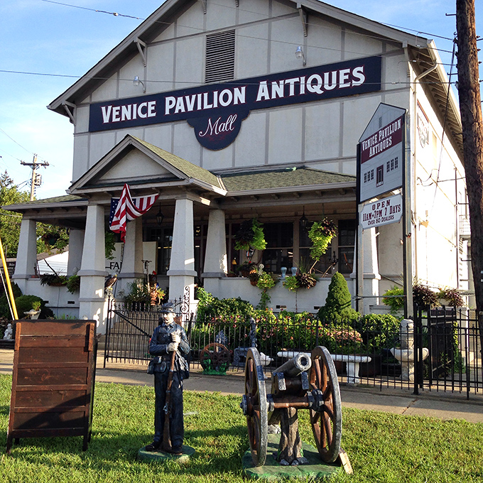 That classic American flag and Civil War-era cannon replica aren't just decoration—they're a time portal warning you to prepare your wallet accordingly.