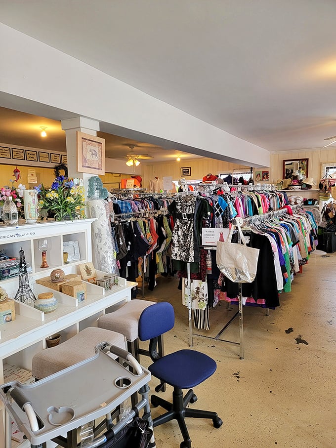 Rainbow racks of possibility await inside. This isn't just shopping—it's a treasure hunt where the X marks something different every day.