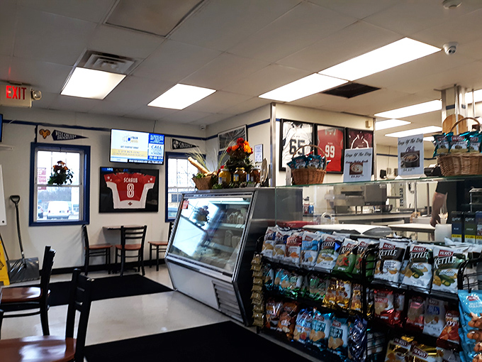 Sports memorabilia and no-nonsense decor tell you everything you need to know: this place prioritizes sandwich perfection over interior design trends.