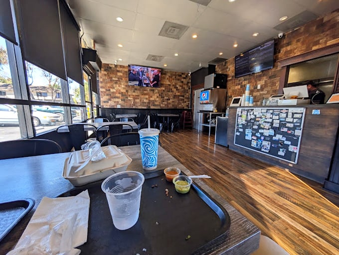No-frills dining with all the essentials. The rustic brick walls and wooden tables create the perfect backdrop for the star attraction: those magnificent burgers.