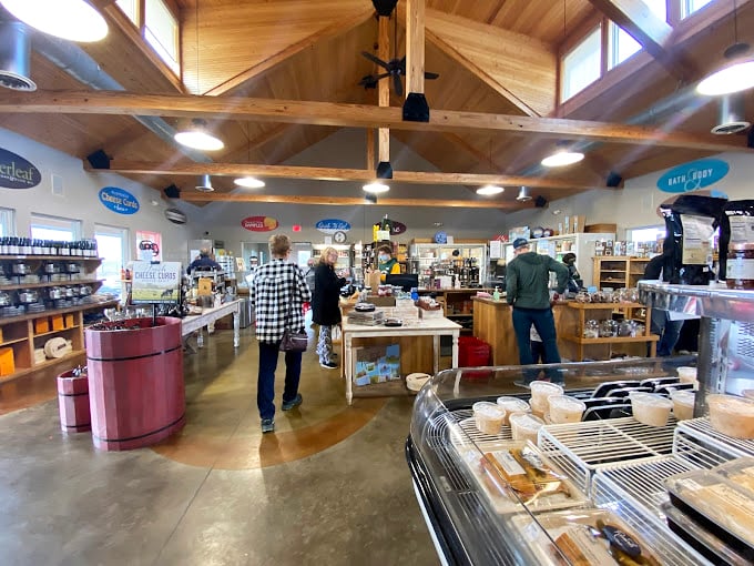 Wooden beams and cheese dreams fill this cathedral of curd. The spacious interior invites you to explore Wisconsin's finest dairy creations. 
