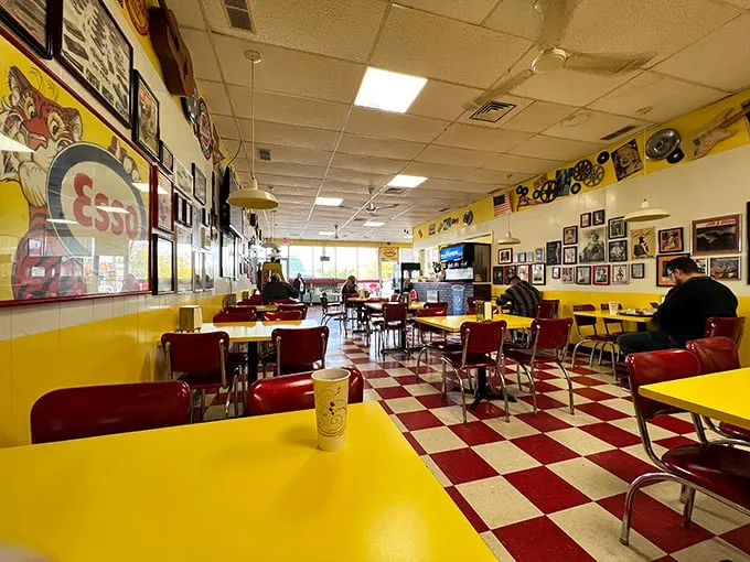 This checkerboard wonderland looks like a 1950s diner and your favorite memories had a delicious baby together.