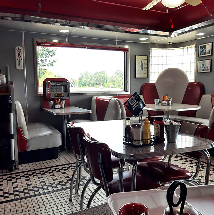 Red vinyl booths and chrome accents transport you back to simpler times, when conversations happened face-to-face and jukeboxes provided the soundtrack to your meal.