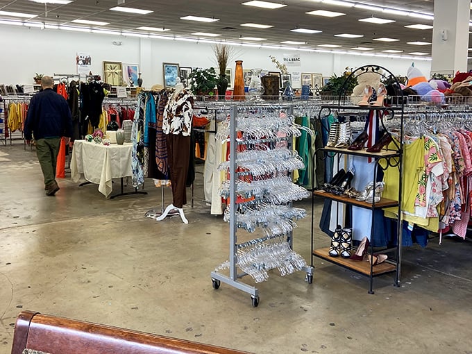 Endless aisles stretch like a retail wonderland where designer dreams meet bargain basement reality in perfect harmony.