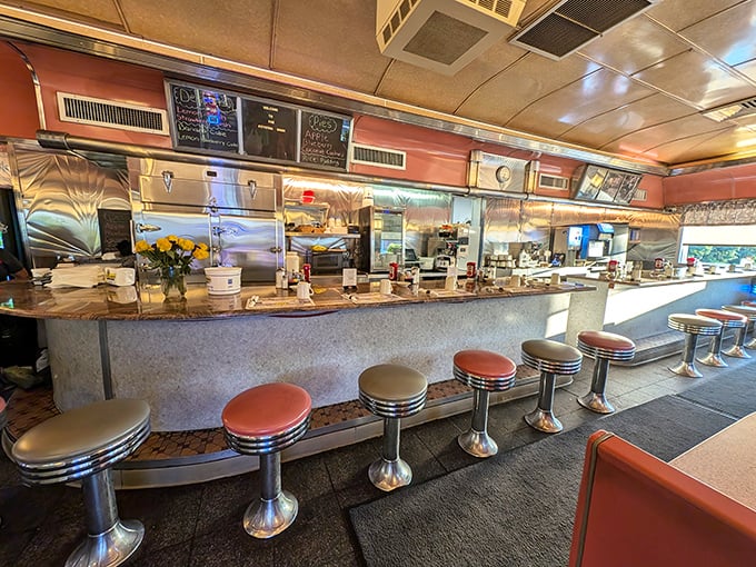 Counter culture at its finest—these swivel stools aren't just seats, they're front-row tickets to the greatest show on earth: breakfast being made.