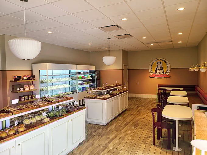 The clean, minimalist interior lets the star attractions shine. Those display cases aren't just furniture—they're treasure chests filled with carb gold.
