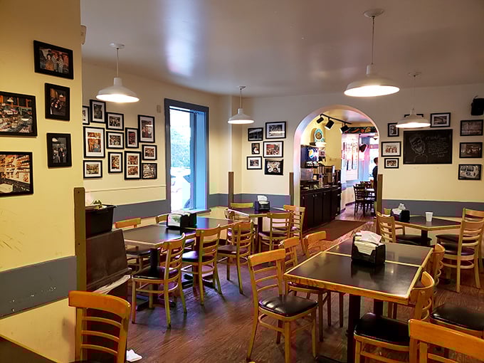 Inside, wooden tables and photo-lined walls create that perfect "everybody knows your sandwich order" vibe that's increasingly rare in our chain-restaurant world.