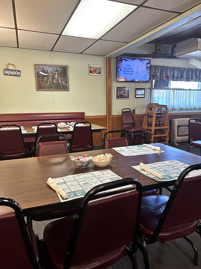 Step inside where wood paneling and comfortable booths create the perfect backdrop for serious breakfast conversations.