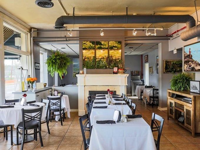 Cozy elegance meets rivertown charm. White tablecloths and hanging plants create an atmosphere where comfort food gets the respect it deserves.