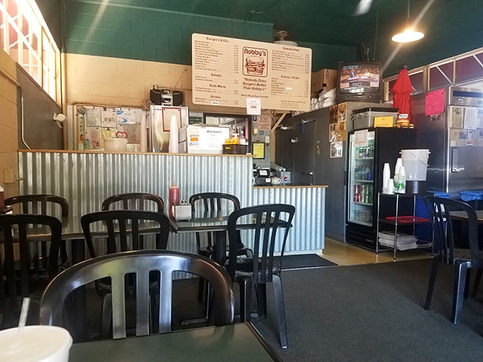 No-frills dining at its finest. The corrugated metal counter and simple black chairs say, "We're putting all our effort where it matters—on your plate."