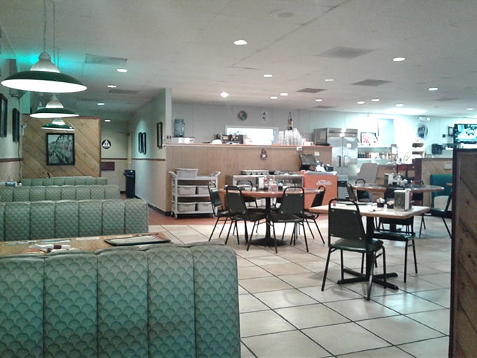 Classic mint-green booths and no-nonsense decor create that authentic diner atmosphere where comfort trumps pretension every single time.