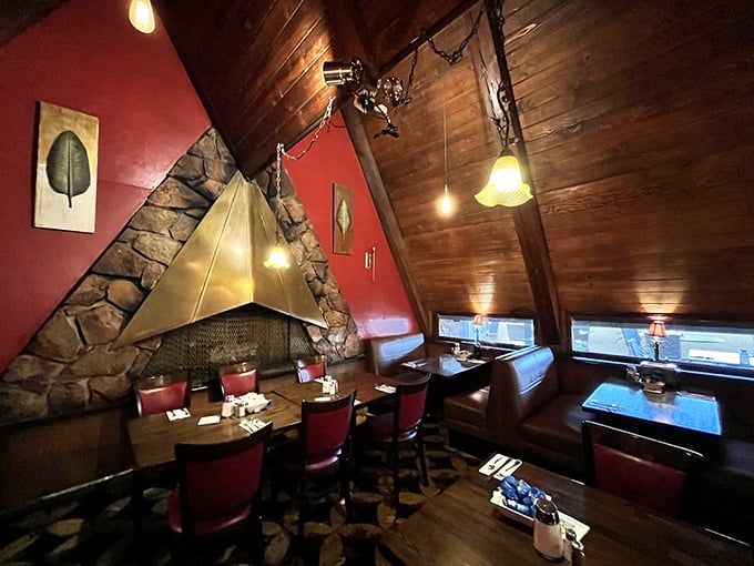 Step inside and you're transported to a cozy mountain lodge that somehow landed in LA County. Those wood beams have witnessed countless breakfast epiphanies.