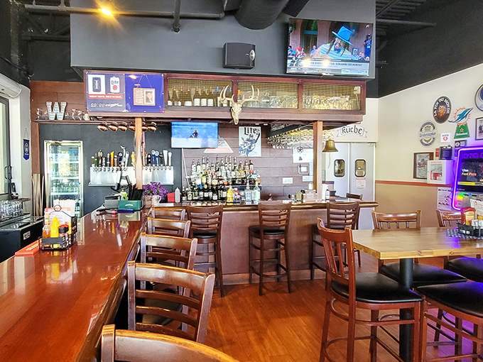 Inside, wooden accents and a well-stocked bar create that perfect balance of German tradition and Florida relaxation. Gemütlichkeit, as they say!