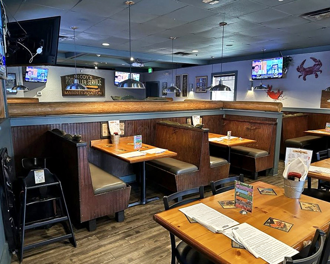 Cozy booths and friendly atmosphere where conversation flows as easily as the sweet tea.