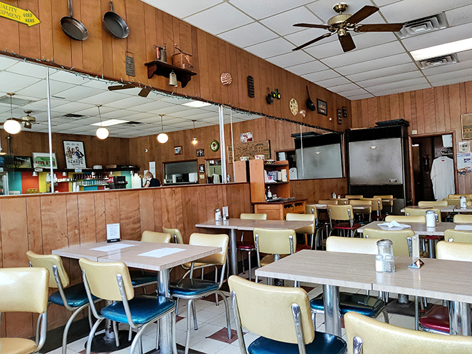 Step inside and time travel to the golden age of delis—wood paneling, formica tables, and the promise of comfort food that hasn't changed in decades.