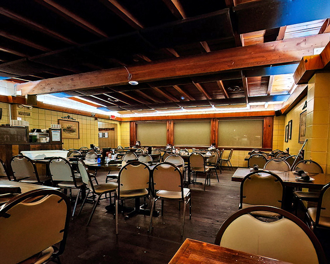 Step inside and you're transported to a simpler time. No Edison bulbs or reclaimed wood here—just honest ambiance where the only filter is the aroma of oak smoke.