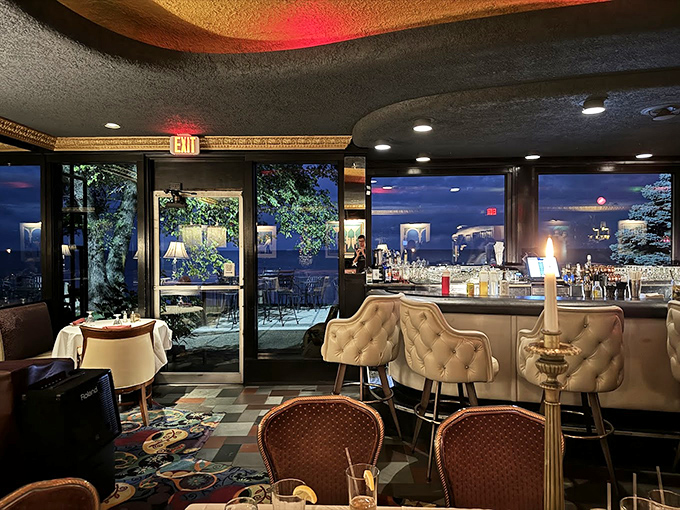 Where mid-century elegance meets lakeside views – HOBNOB's dining room feels like stepping into a time when dinner was an event, not just a meal.