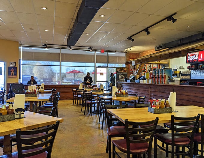Modern comfort meets smoky tradition in this welcoming dining room where memories are made over meals.