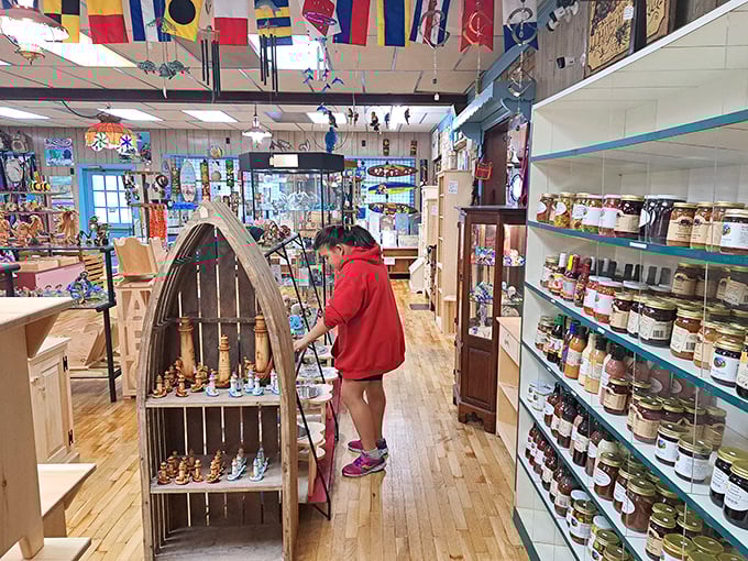 Inside, it's a treasure trove of Pennsylvania Dutch culture—flags, crafts, and boat-shaped displays create a charming sensory overload that's worth every minute.