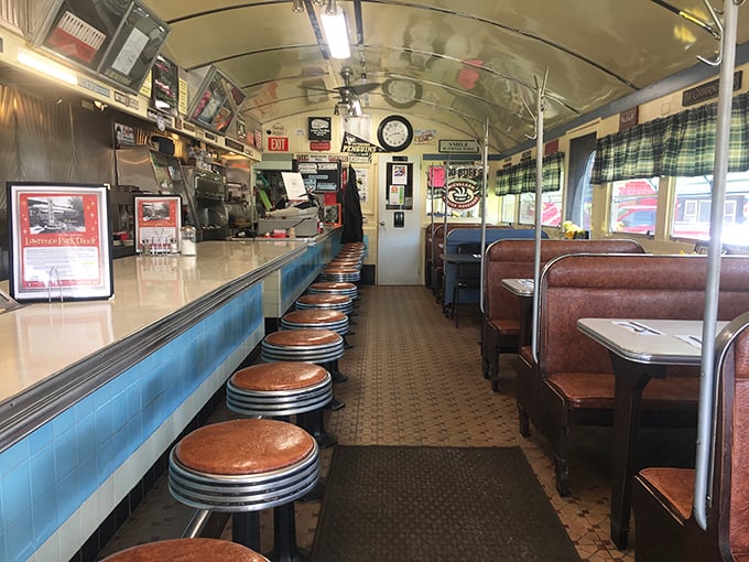 Step inside and you're transported to the golden age of diners—spinning stools, blue-tiled counter, and vinyl booths create the perfect backdrop for breakfast epiphanies.