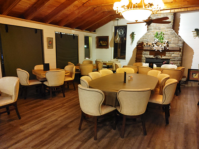 Step inside and be transported to Bavaria! Warm wooden ceilings, comfortable cream chairs, and stone accents create the perfect setting for culinary adventures.