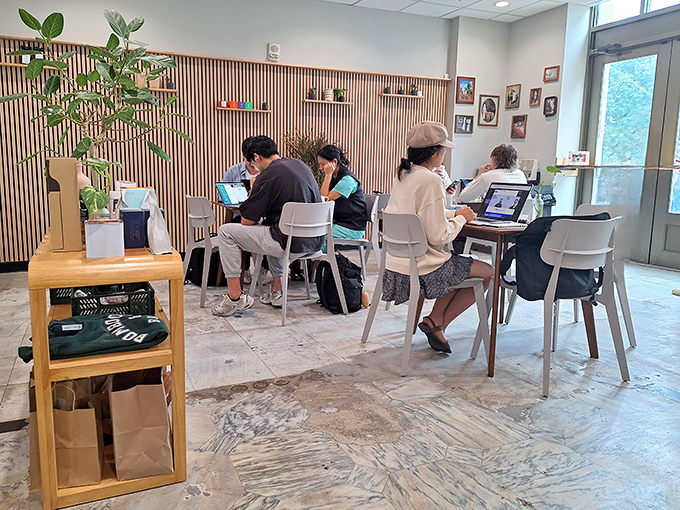 Inside, wooden slats and marble floors create the perfect backdrop for carb-based decision making. Like choosing between children, if your children were delicious pastries.