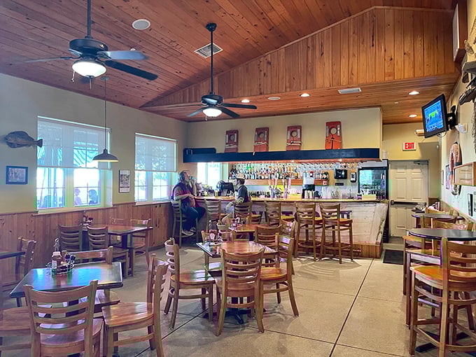 Pull up a stool or grab a table—this cozy, woodsy spot is part fishing cabin, part neighborhood bar, all heart.