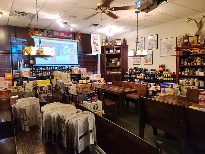 Step inside and time travel to old-world Germany. Dark wood, hanging steins, and that unmistakable cozy tavern vibe make you forget you're in sunny Tampa.