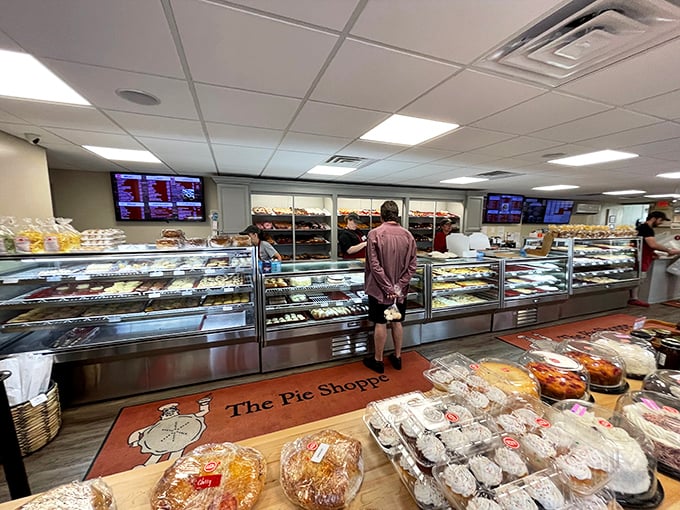 Bakery paradise awaits inside, where glass cases filled with temptation stretch as far as the eye (and waistband) can see.