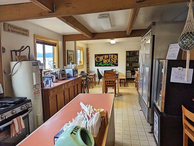 Inside, wooden beams and simple furnishings create that rare authentic atmosphere money can't buy – a place where the food, not the decor, does the talking.