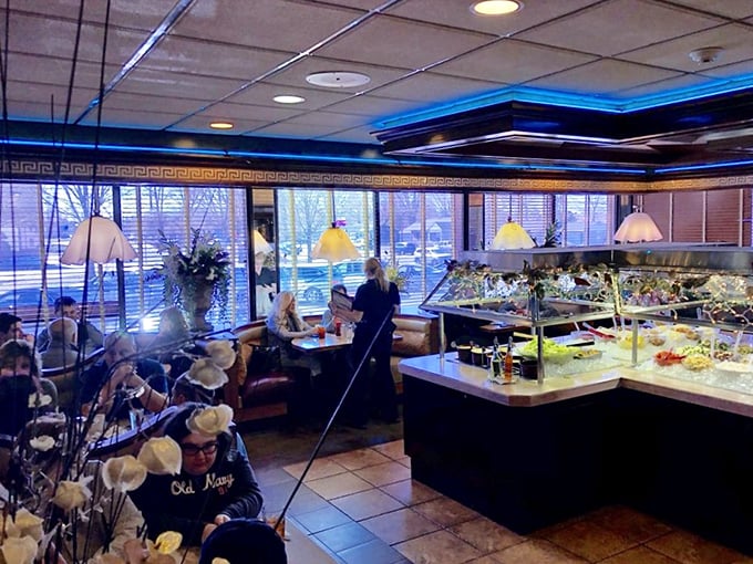 Step inside where comfort food dreams come true under warm lighting and welcoming atmosphere.