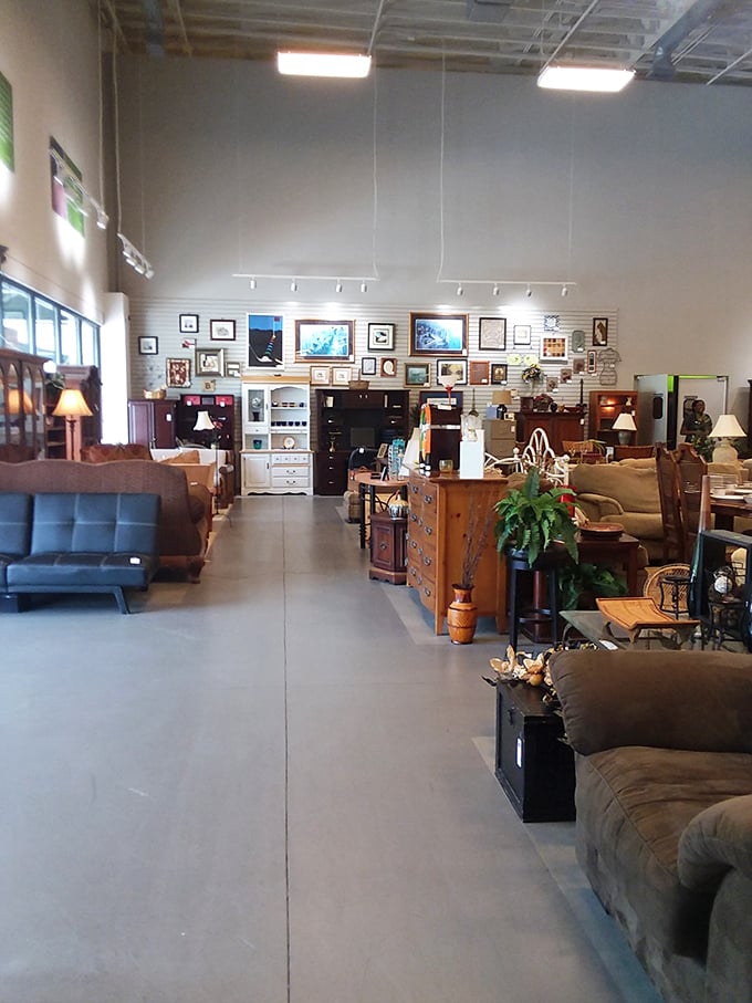 A treasure hunter's paradise unfolds inside, where furniture finds create a showroom that rivals upscale galleries—minus the heart-stopping price tags.