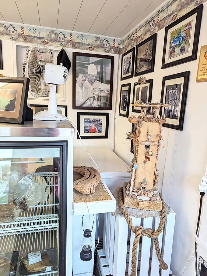 Inside, history lines the walls with black-and-white photographs and maritime decor, telling the story of this Upper Peninsula institution one pasty at a time.