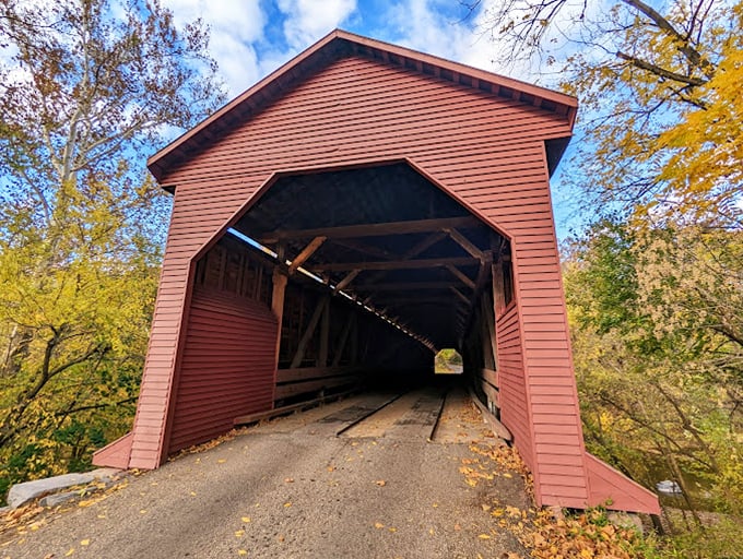 Step inside and you're transported to another era. The tunnel-like perspective draws you through 204 feet of masterful wooden engineering. 