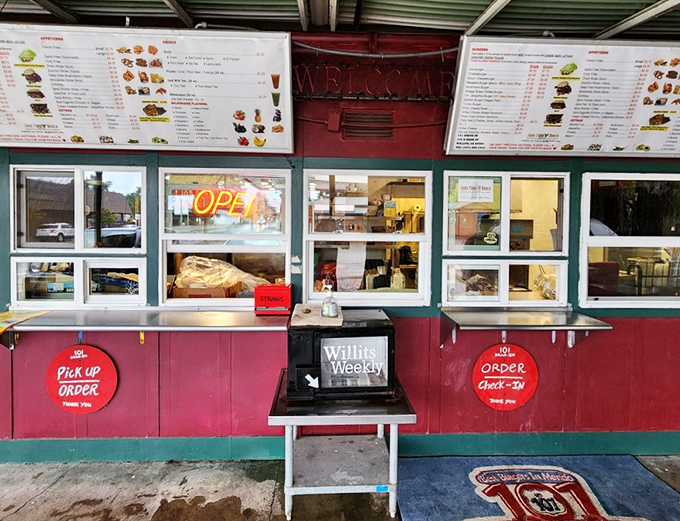 The order window—where dreams come true and diet plans go to die. Worth every delicious calorie.