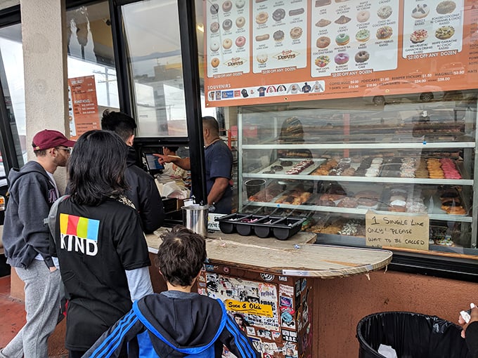 Morning pilgrims line up at the altar of fried dough, patiently waiting their turn for a taste of Los Angeles breakfast royalty.