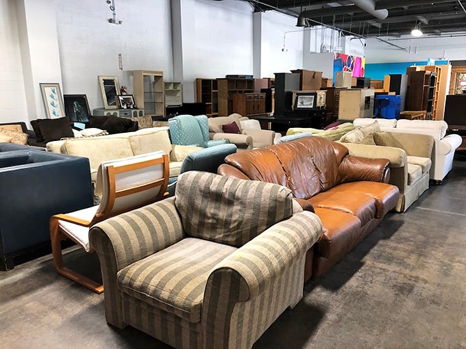 This sofa showroom makes furniture shopping feel like choosing between chocolate cake flavors – impossibly delicious decisions everywhere.