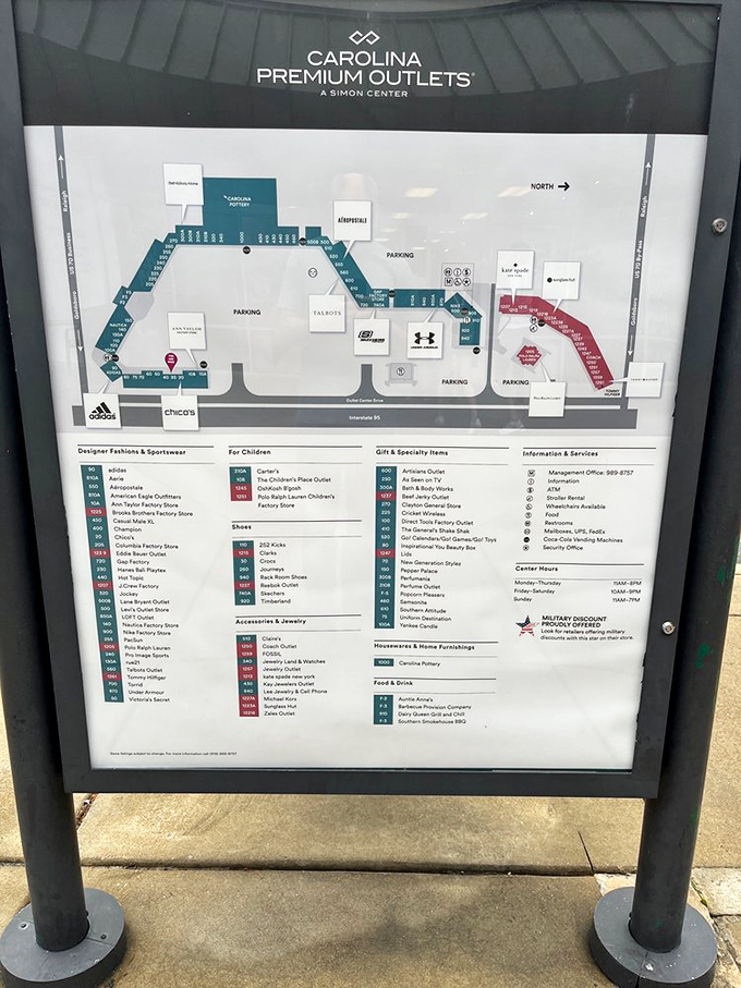 This treasure map doesn't lead to buried gold, but something possibly better—a layout of over 80 stores offering designer goods at prices that won't require a second mortgage.