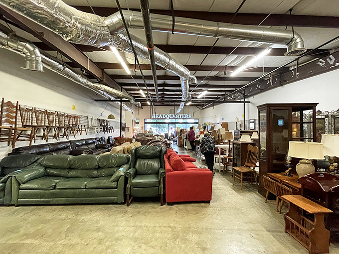 This furniture showroom could outfit a small hotel, with couches in every shade of the comfort spectrum.
