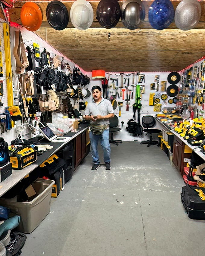 Tool paradise awaits the DIY enthusiast. This vendor's meticulously organized display would make Tim Allen grunt with approval.