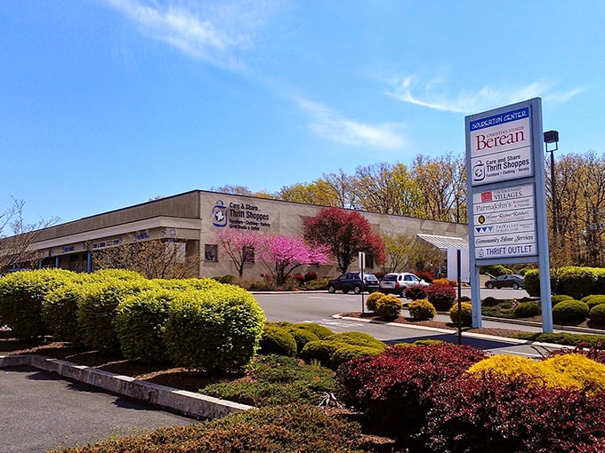 Care & Share's sprawling complex looks more like a shopping center than a thrift store. That landscaping? Almost too fancy for secondhand!
